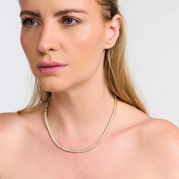 Colar Riviera Cravejada de Zircônias Cristal Kate 45cm - Misha por Mica ...