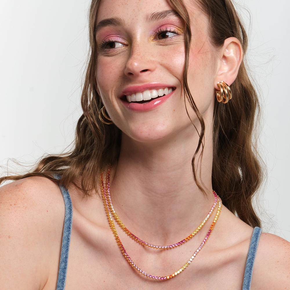 Colar Riviera Cravejada de Zircônias Tiana Rainbow 38cm - Misha por ...