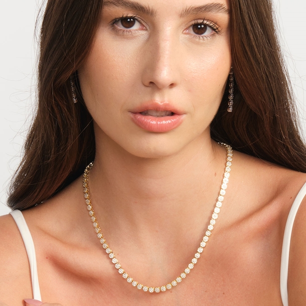 Colar Riviera Bolinha com Zircônias Cravejadas Cristal 45cm - Misha por ...